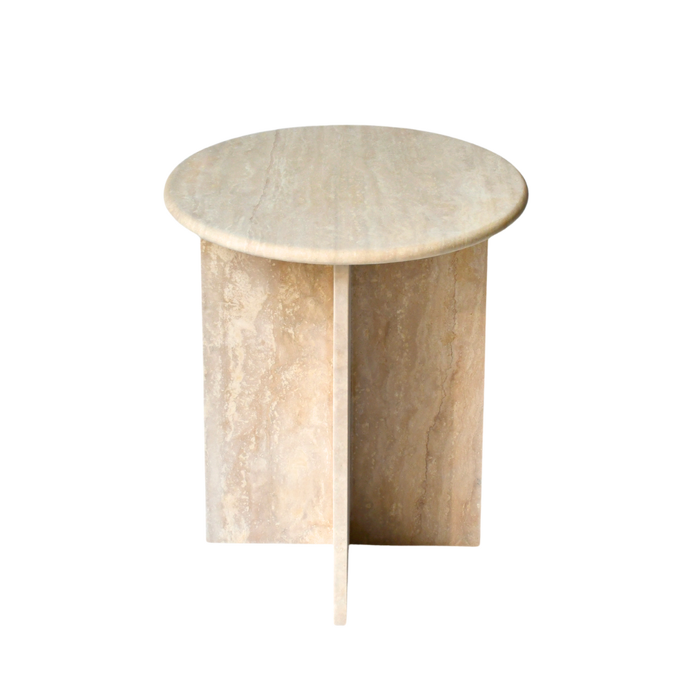IRIS | Side Table | Natural Travertine | Beige – Home Elements