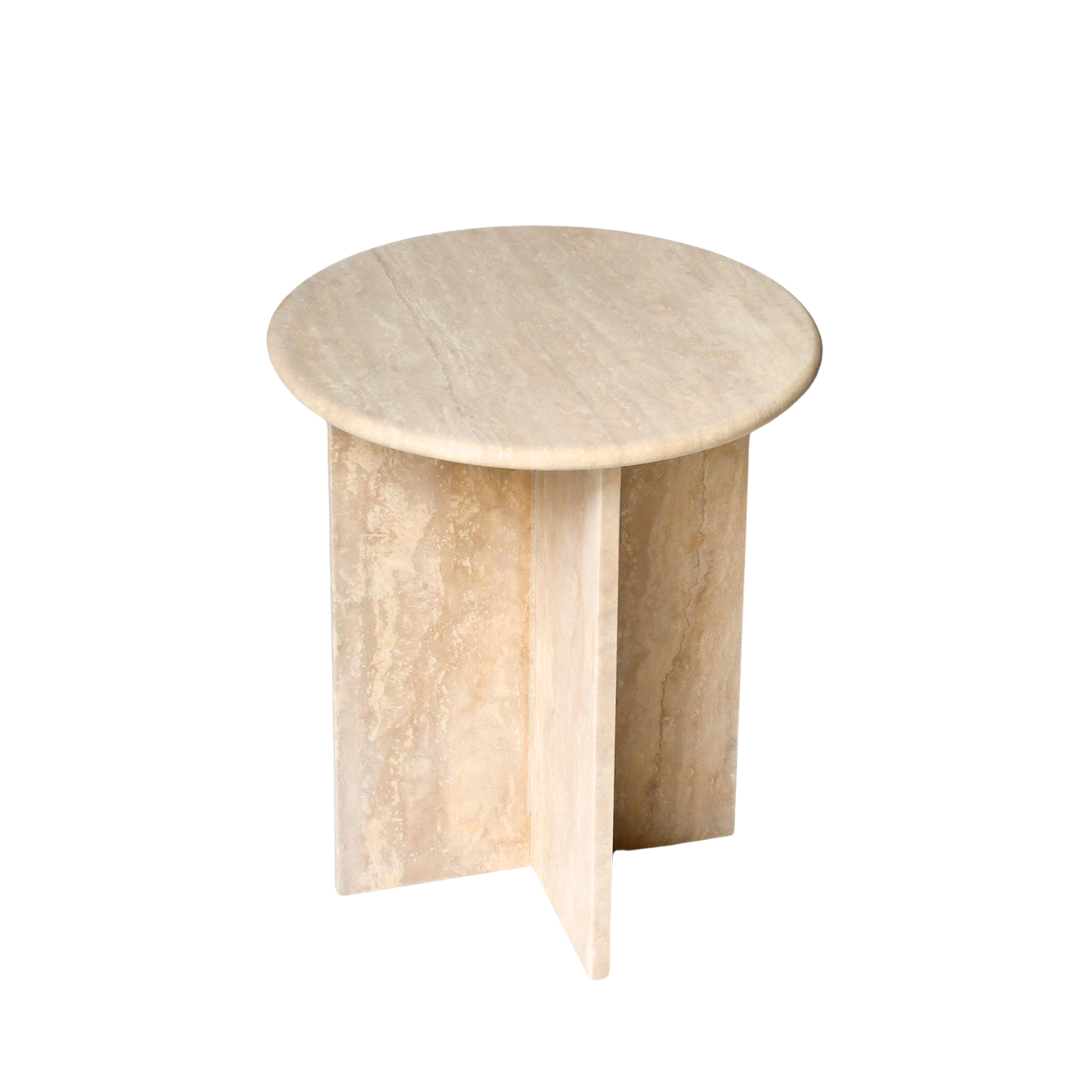 IRIS | Side Table | Natural Travertine | Beige – Home Elements