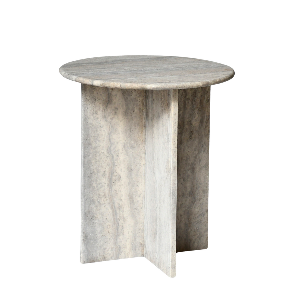 IRIS | Side Table | Natural Travertine | Grey – Home Elements
