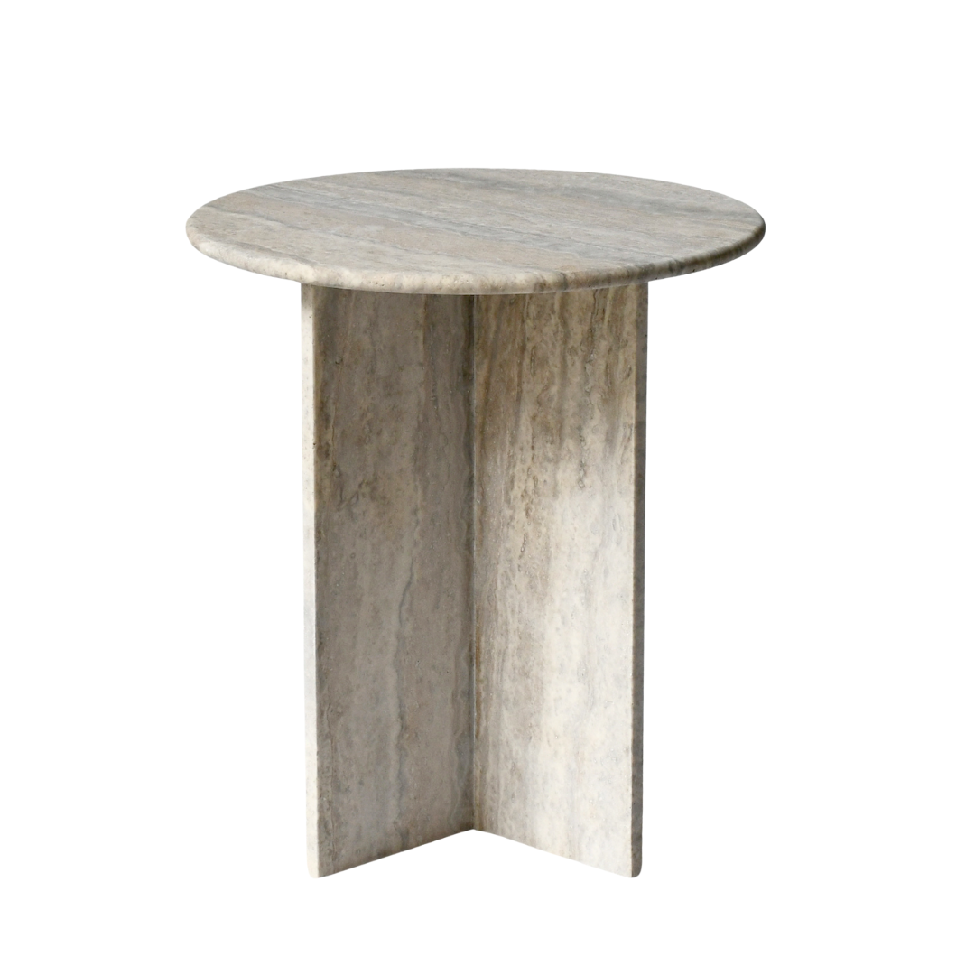 IRIS | Side Table | Natural Travertine | Grey – Home Elements