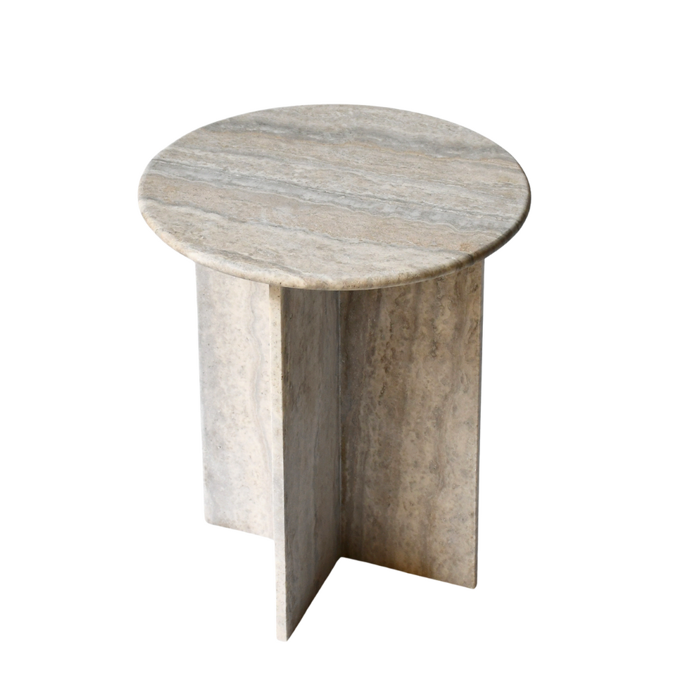 IRIS | Side Table | Natural Travertine | Grey – Home Elements