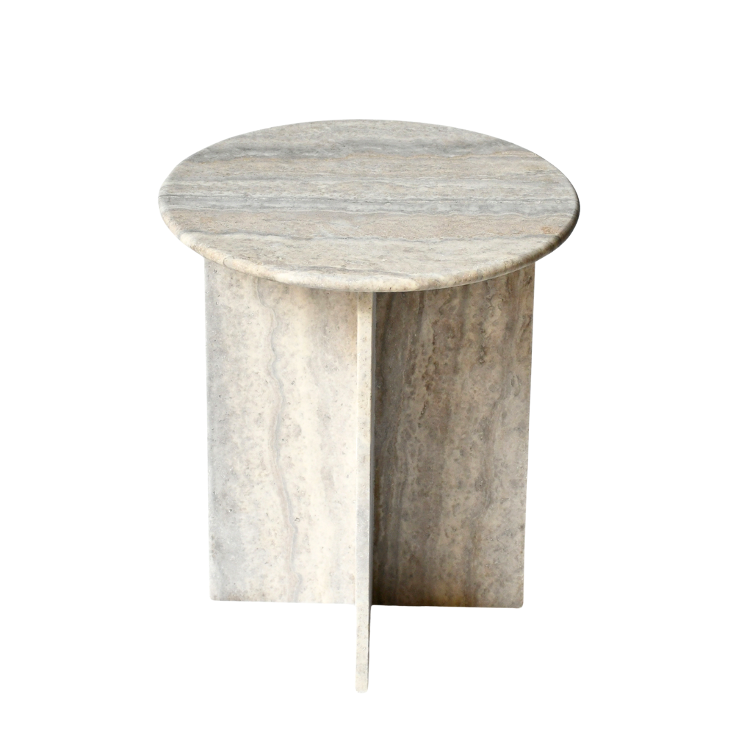 IRIS | Side Table | Natural Travertine | Grey – Home Elements
