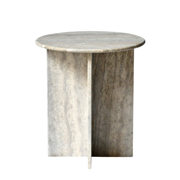 IRIS | Side Table | Natural Travertine | Grey – Home Elements