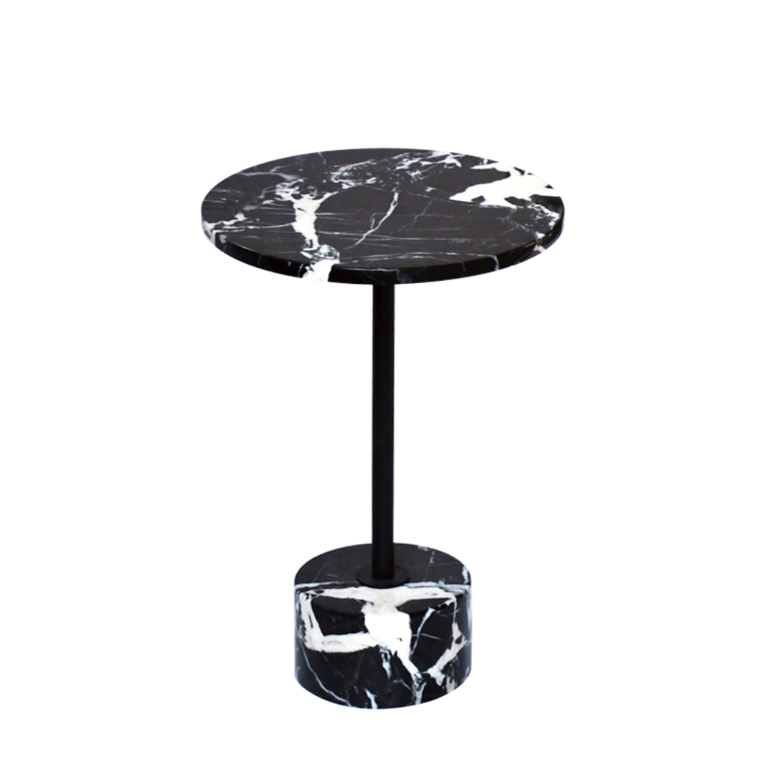 LUCA | Side Table | Natural Marble | Napoleon Black DIA 40CM – Home Elements